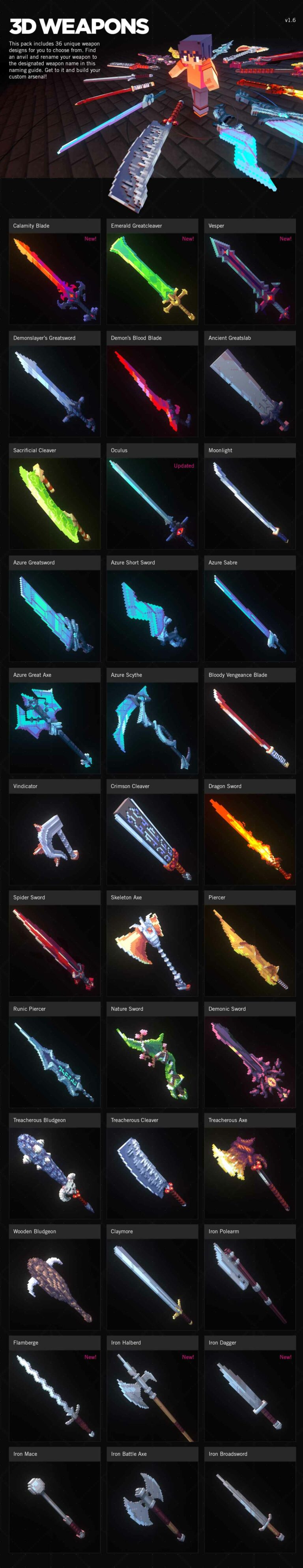 3D Weapons CIT Item List - ResourcePack.info