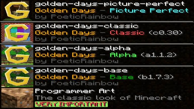 Golden Days Resource Pack 26.1.3 – Beta Version of Minecraft